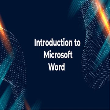 Introduction to word | Word for begineers | PPT