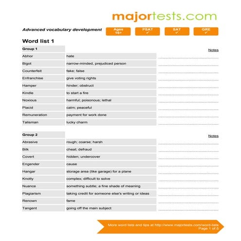 word-list-01 (1).pdf used in GRE preparation | PDF