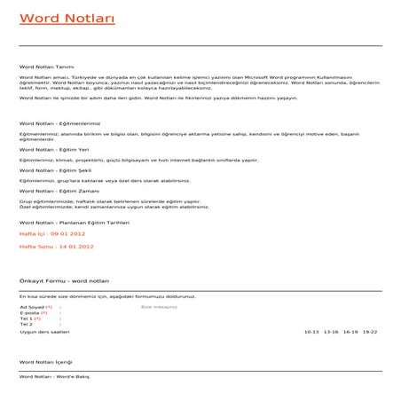 Word notlari | PDF