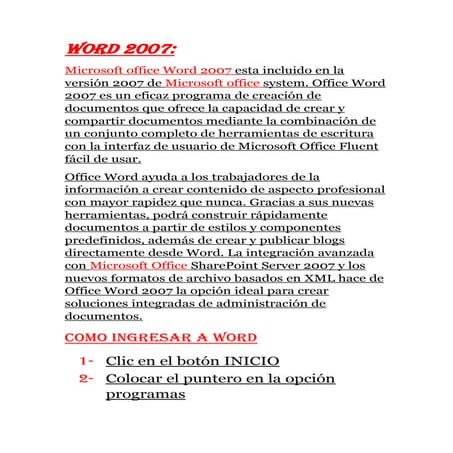 QUE ES MICROSOFT WORD 2007 | PPTX