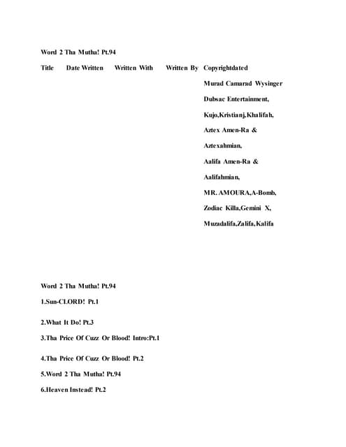 Word 2 tha mutha | PDF