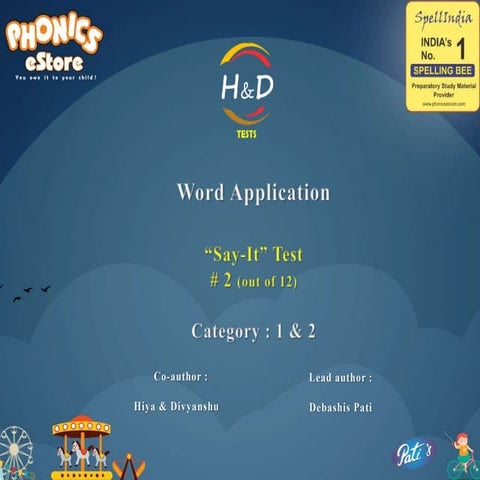 H&D Tests for WORD APPLICATION - Category 1 & 2 .... Test #2 (out of 12 ...