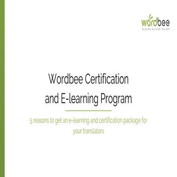 Wordbee Certification and E-learning Program | PPT