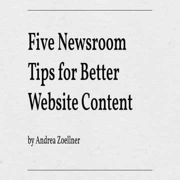 Five Newsroom Tips for Better Website Content | PDF
