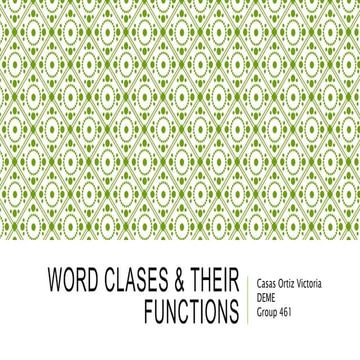 Word clases & their functions | PPT