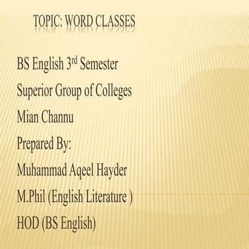 Word Classes Explained | PPT
