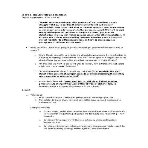 Word cloud Activity and Handout | PDF