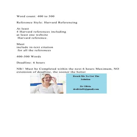 Word count 400 to 500Reference Style Harvard ReferencingAt.docx