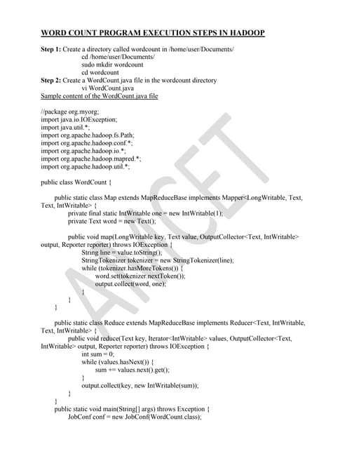 Word Count Program Execution Steps In Hadoop Pdf 0390