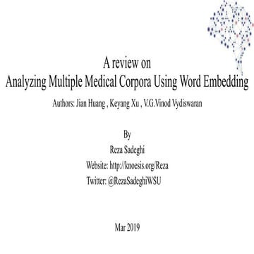 A review on Analyzing Multiple Medical Corpora Using Word Embedding ...