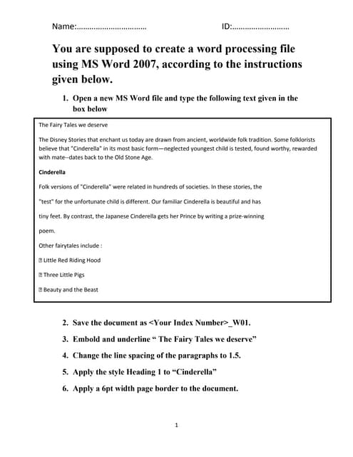 Microsoft word exercises | PDF