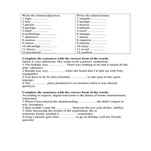 Word formation exercises | DOC