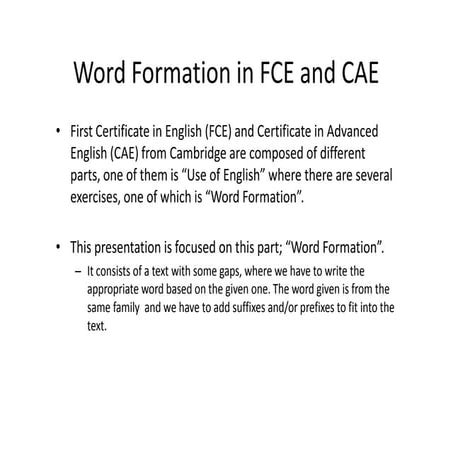 Diagrams for "Word Formation" in FCE and CAE | PDF
