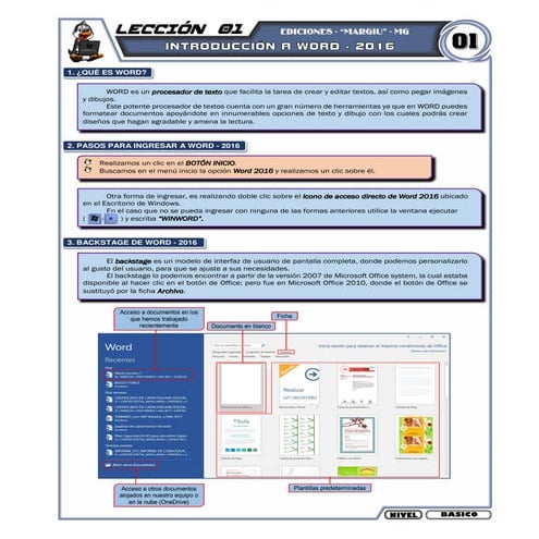 Word leccion 1 (introduccion a word 2016) | PDF