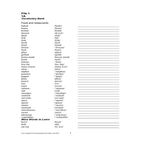 Word List Unit 1 | PDF