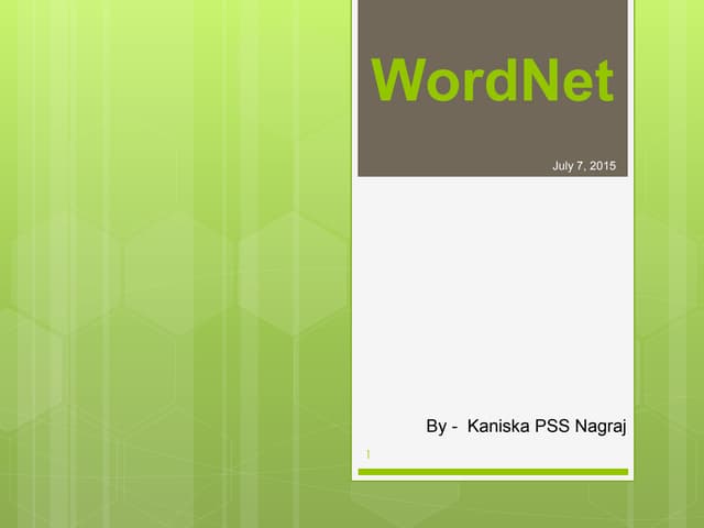 WORDNET: A Database of Lexical Relations | PPT
