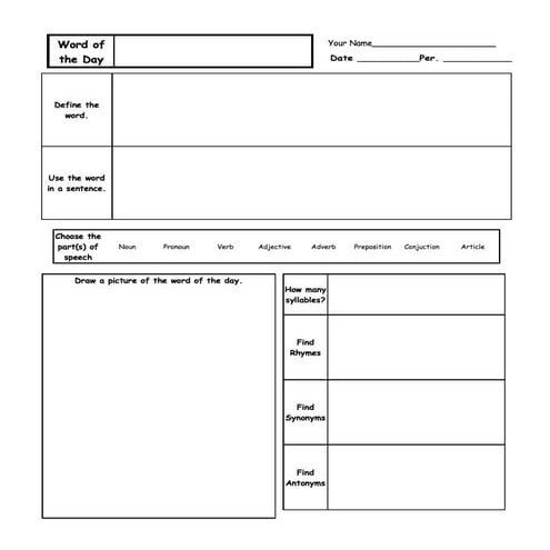 Word of the day graphic organizer | PDF