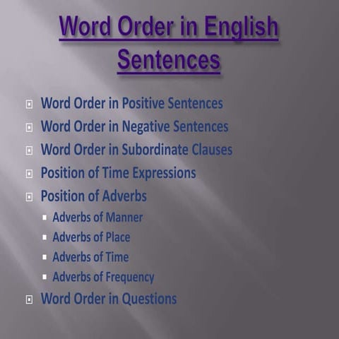 Word Order in English Sentences | PPTX