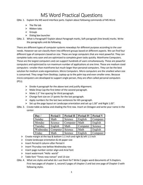 Power Point Final Practical Exam Pdf