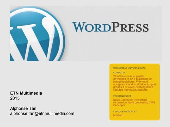 Alphonse Tan, Wordpress designer & developer at Etn multimedia