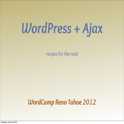 WordPress Ajax Recipes | PPT