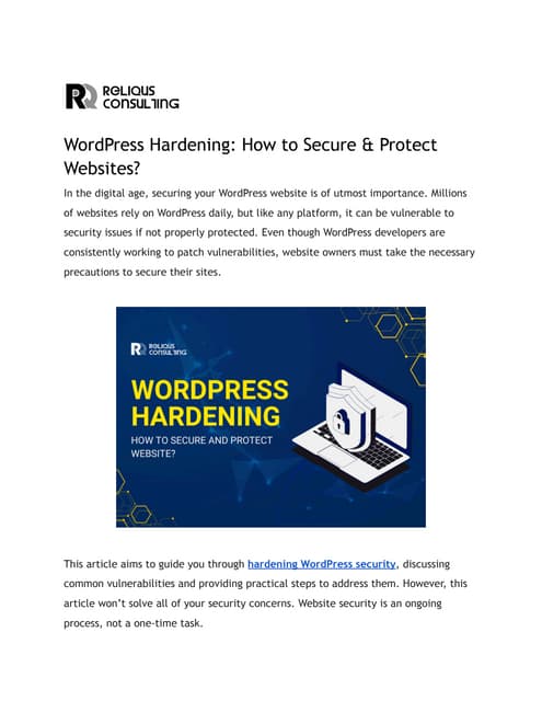 Wordpress Hardening Strategies To Secure And Protect Your Website Pdf
