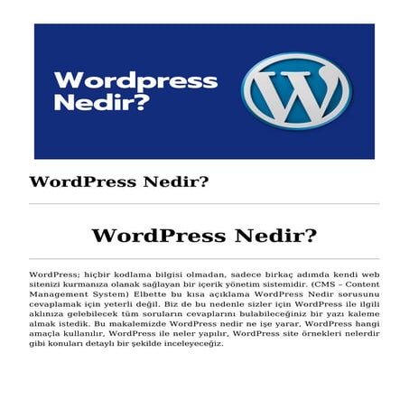 Wordpress nedir | PDF