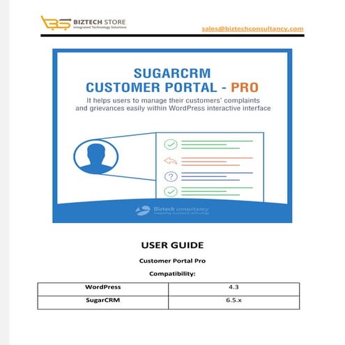 WordPress SugarCRM Customer Portal Pro Plugin | PDF