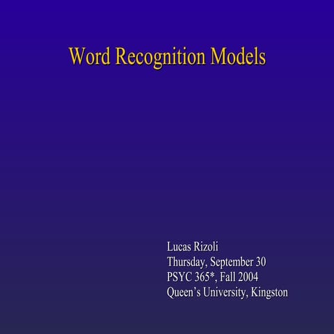 Word Recognition Models | PDF