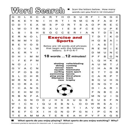 Wordsearch exercisesports | PDF