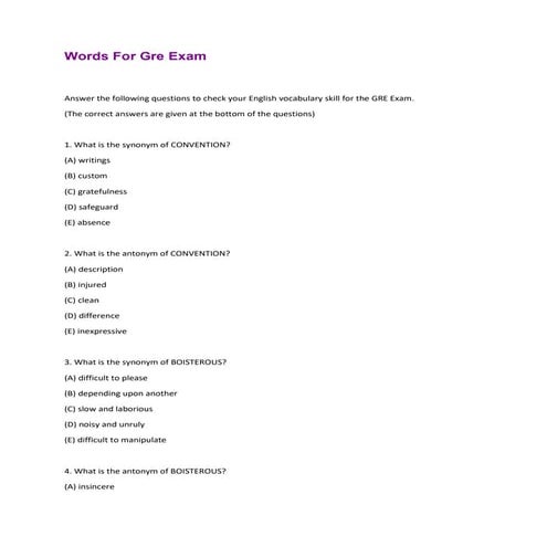 Words For Gre Exam | PDF