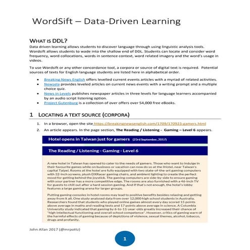 Data Driven Learning - using WordSift | PDF