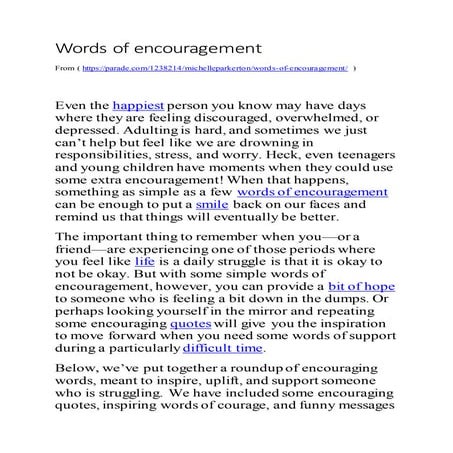 Words of encouragement | PDF