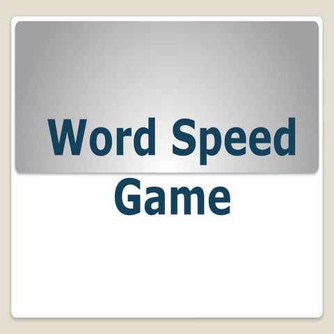 Word Speed Game is necessary for students to practice their writing ...