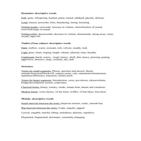 Words to describe music | DOC