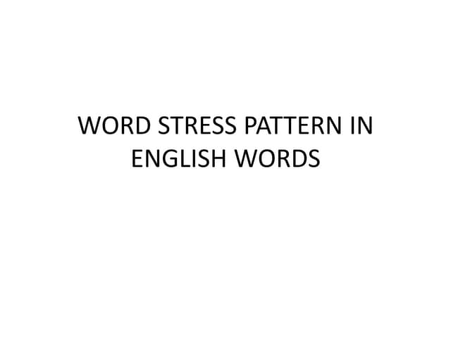 Word stress (phonetics) | PDF