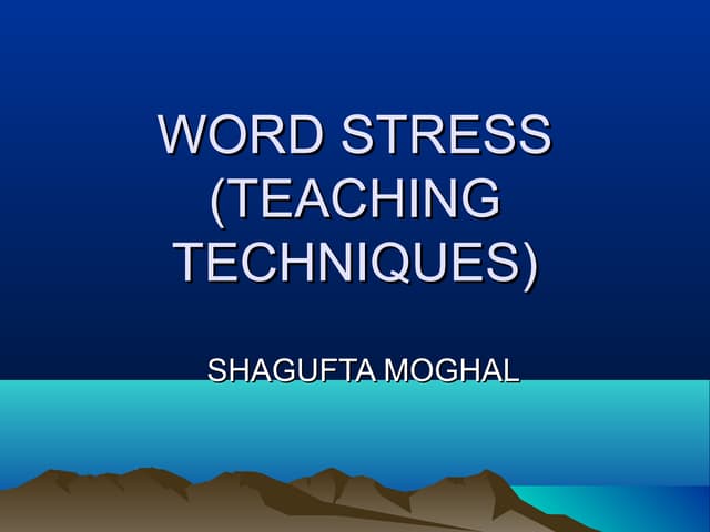 Word stress (phonetics) | PDF