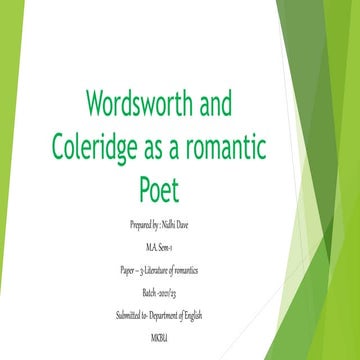 Wordsworth and Coleridge as a romantic poet | PPTX | Poetry | Books and ...