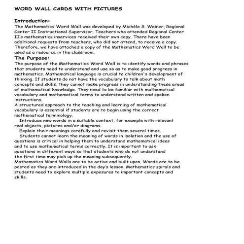 Word Wall Picture Cards (Dr. Nicki Newton) | PDF