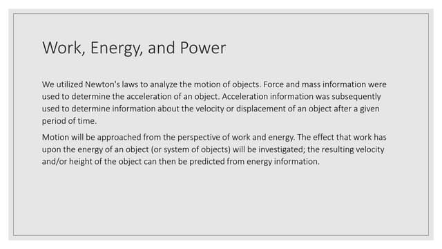 Work and Energy | PPT