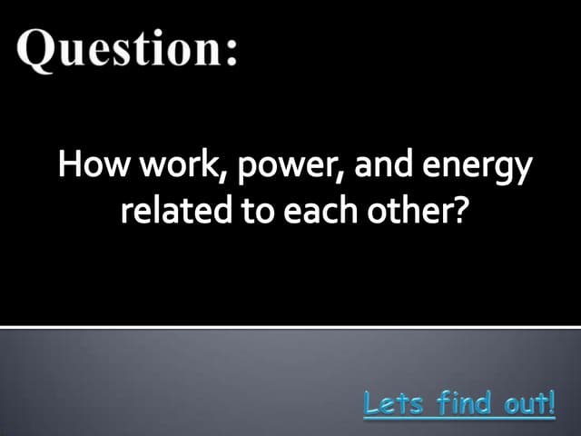 Ppt on work energy and power class xi science | PPT