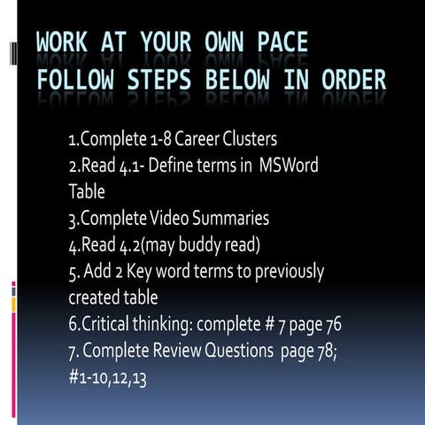 Work at your own pace | PPTX | Education