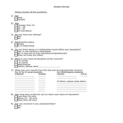 Questionnaire for ICT | XLS