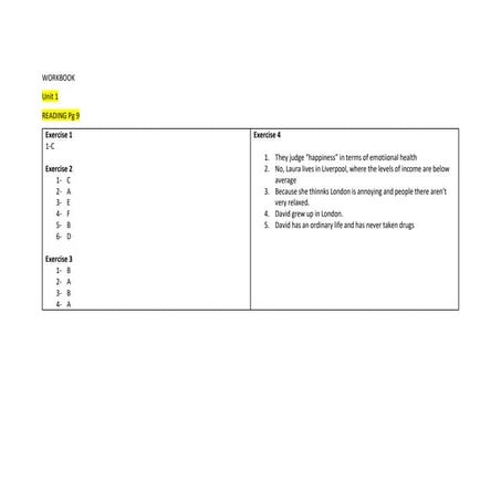 Workbook reading unit 1 | PDF