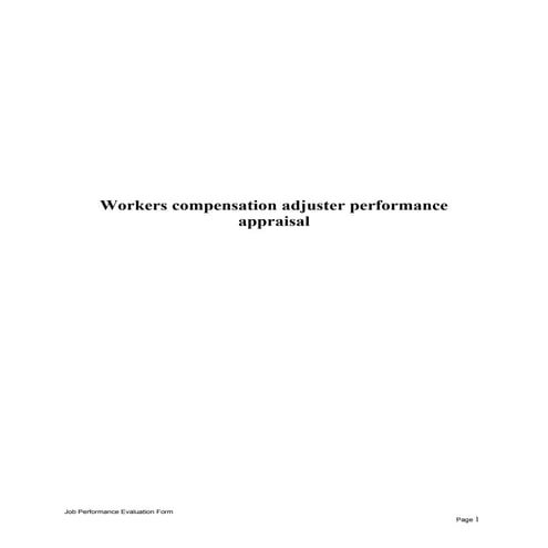 Workers compensation adjuster performance appraisal | DOC