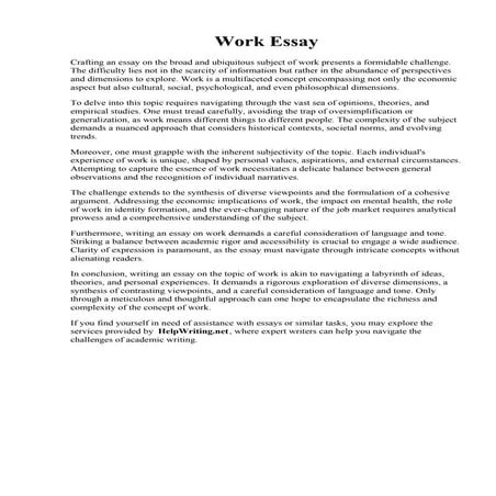 Work Essay | PDF