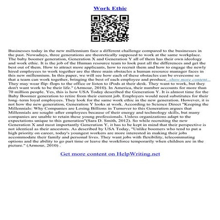 Work Ethics Essay | PDF | Career Advice | Careers