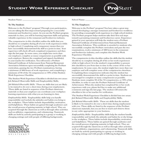 Work Exp Checklist | PDF