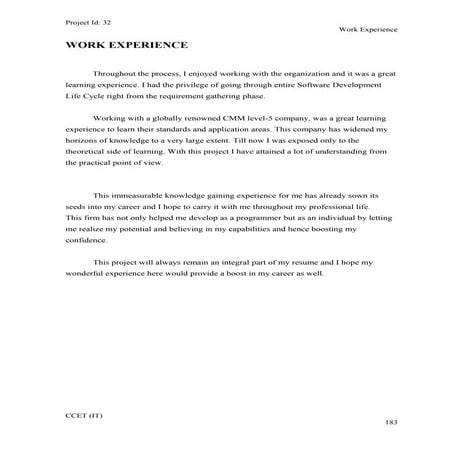 Work experience | DOC