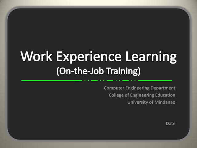 Work Experience Learning Ppt